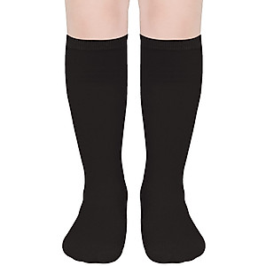 UTTPLL Kids Toddler Soccer Athletic Socks Cotton Uniform Sports Socks Stripes Knee High Tube Socks for Boys Girls Black 3-6 Years
