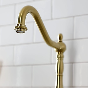Kingston Brass KS7753PLBS English Country Bridge Kitchen Faucet, Antique Brass