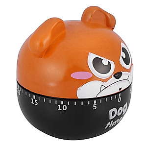 60 Minute Mechanical Kitchen Timer, Cute Dog Kitchen Timer for Cooking and Exercise Timing Manual Winding Up Kitchen Countdown Timer Management Tool (Reddish Brown)