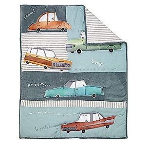 Lambs & Ivy Baby Car Tunes 4-Piece Nursery Crib Bedding Set - Blue