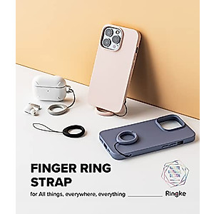 Ringke Finger Ring Strap Silicone Smartphone Grip Lanyard Holder [2 Pack] with Anti-Slip Mount Function Compatible with Phone Cases, Keys, Cameras, and More - Black & Lavender Gray