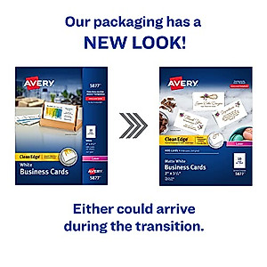 Avery Clean Edge Printable Business Cards with Sure Feed Technology, 2" x 3.5", White, 400 Blank Cards for Laser Printers (5877)