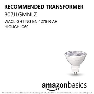 Amazon Basics MR16 LED Light Bulb, 50 Watt Equivalent, Energy Efficient 7W, GU 5.3 Base, Warm White 3000K, Dimmable, 10,000 Hour Lifetime, 12V Low Voltage, 6-Pack