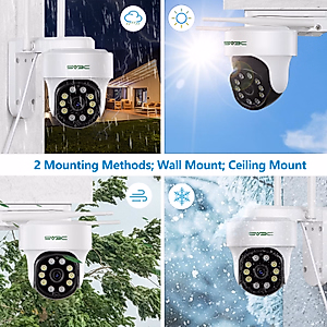 SV3C WiFi Security IP Camera Outdoor, Auto Tracking 1080P PTZ Pan Tilt Home Dome Cameras Support Floodlight Color Night Vision, ONVIF, Humanoid Detect, 2-way Audio, FTP, Cloud&Max 128G SD Card Storage