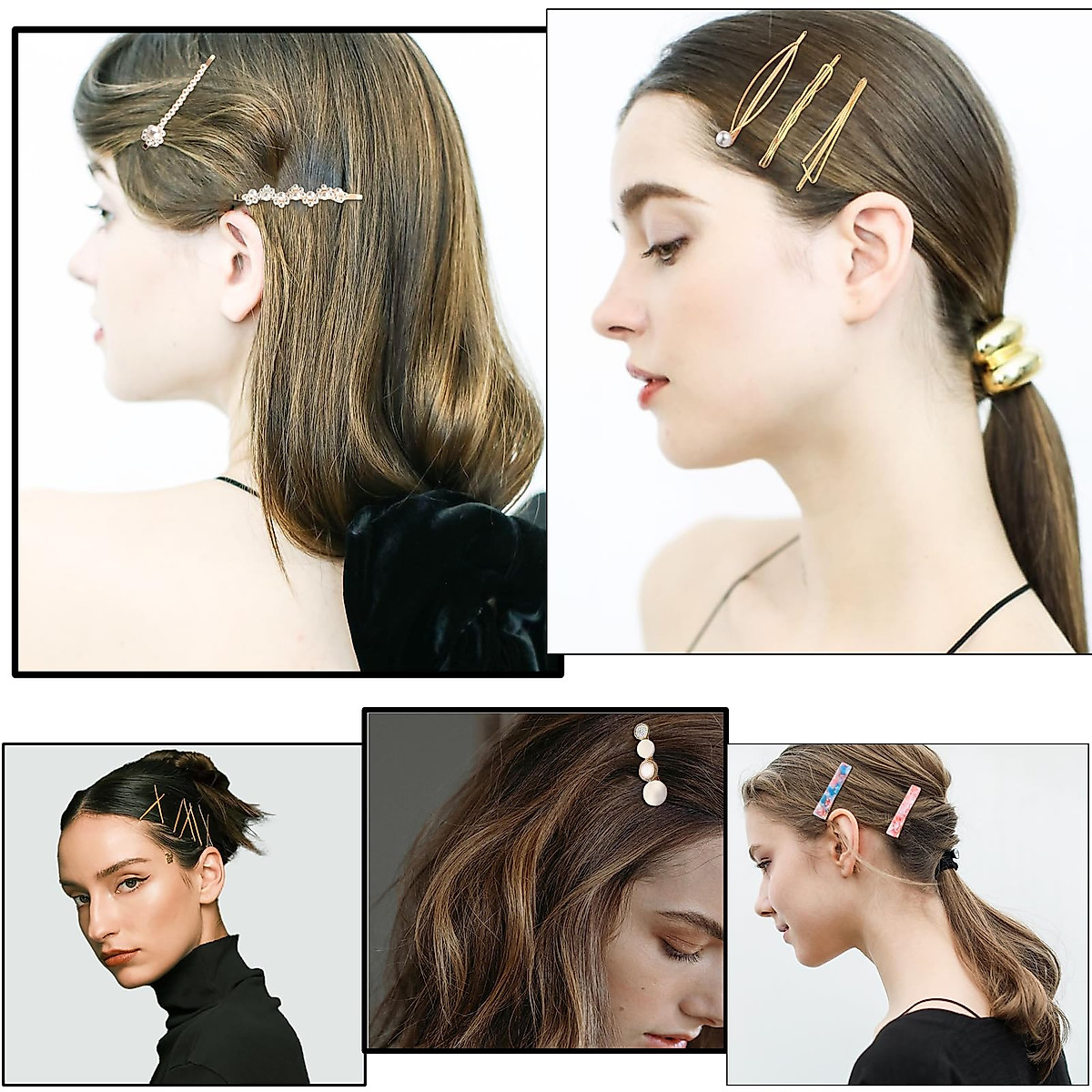 Wekin Hair Clips, 20 Pcs Hair Barrettes for Women & Girls, Acrylic Pearl Alligator Clips, Hair Accessories for Women