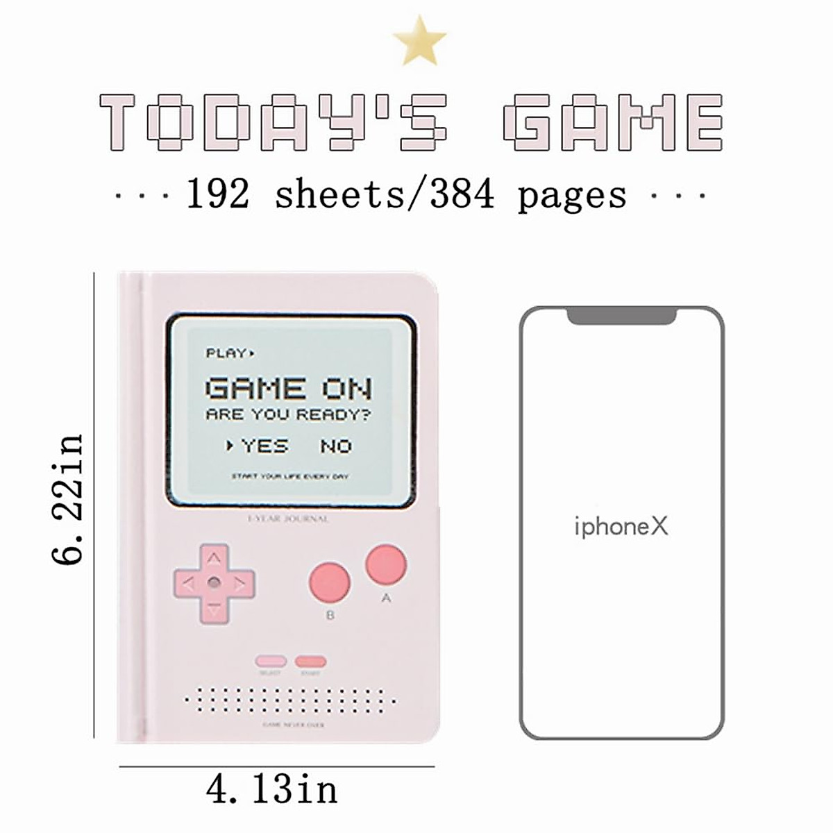 Undated Daily Planner 365 Days Notebook Game Design Pocket Organizer Appointment Book Journal Notebook A6 mini Cute Diary (Pink)