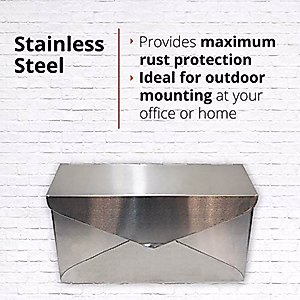 NACH Mailboxes for Outside Wall Mount, 12.5 x 5 x 10 inch, Stainless Steel Mail Box Wall Mounted, Waterproof Mailbox for Door - The Modern Envelope Mailbox