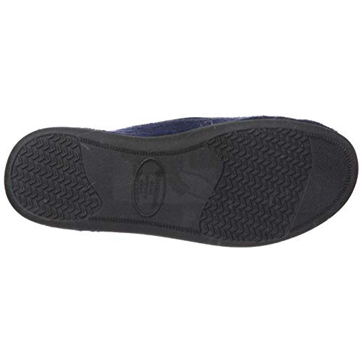 isotoner Men's Terry Moccasin Slipper with Memory Foam for Indoor/Outdoor Comfort, Navy, Large