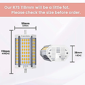 Luxvista Dimmable R7S LED Bulb 118mm 30W J118 LED Bulbs 150-300W R7S Halogen Bulb Equivalent, Double Ended Base J118 Flood Lights for Household Lighting Floodlight Replacement Bulb,3000K Warm White