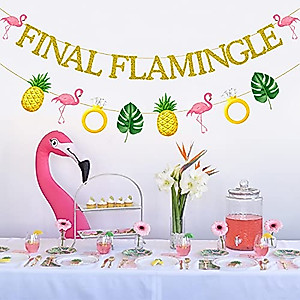 Bachelorette Party Decorations Final Flamingle Banner Pineapple Flamingo Ring Garland for Women's Hawaii Tropical Backdrop Summer Party Supplies