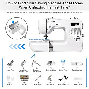 Portable Sewing Machine Computerized Embroidery Sewing Machine with 60 Unique Built-in Stitch and 8 Buttonhole