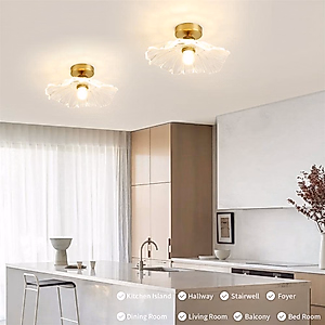 BAVGARI Semi Flush Mount Ceiling Light Fixture,Gold Ceiling Light,flushmount Ceiling Light,Bathroom Ceiling Light,Flush Ceiling Light for Hallway Entryway Bathroom Foyer Kitchen Bedroom Dining Room