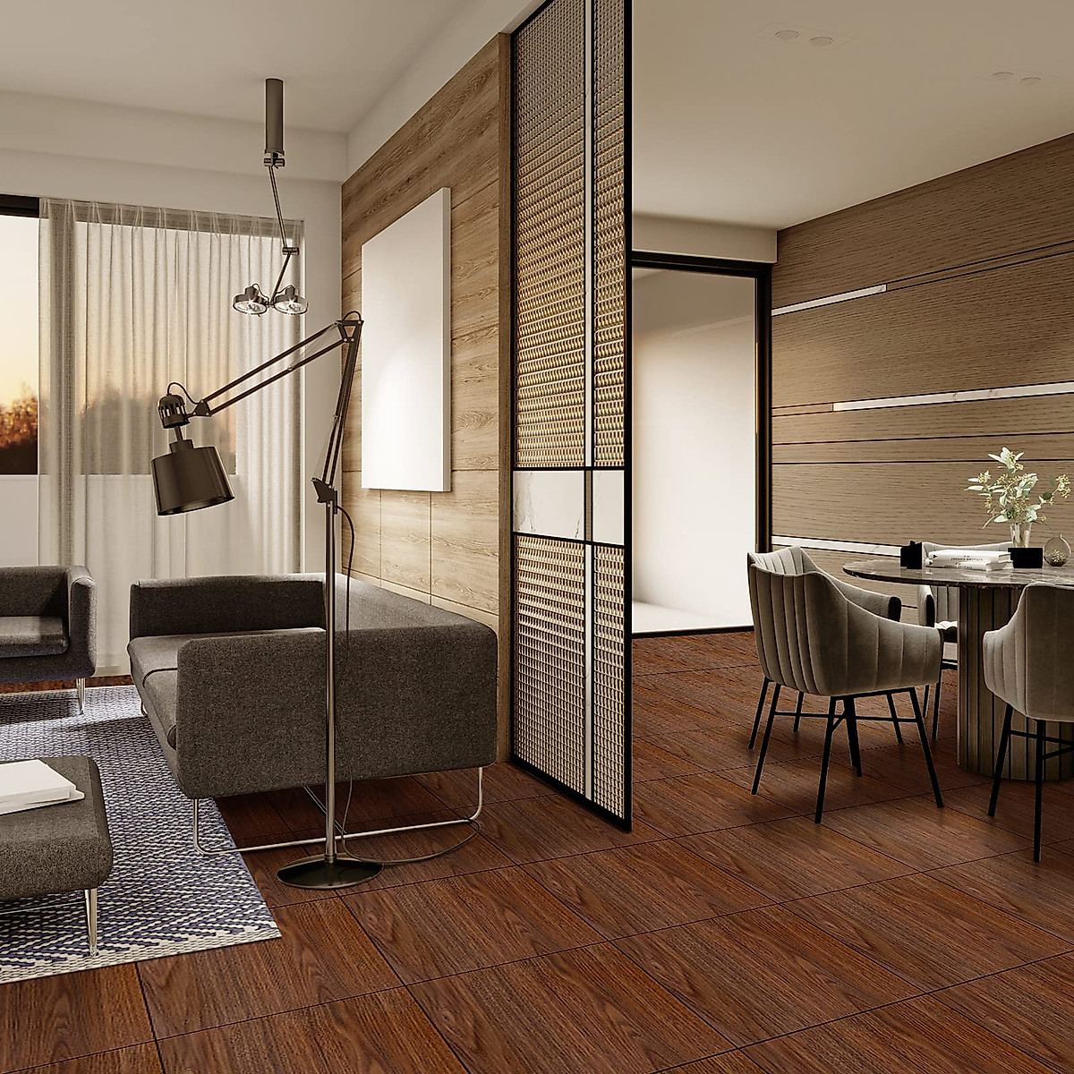 Sasylvia 48 Pcs Peel and Stick Floor Tile Wood Grain Vinyl Flooring Self Adhesive Waterproof Bathroom Floor Tile for Living Bedroom Kitchen Floor, 11.8 x 11.8 Inch,Dark Brown(Fresh Style,Dark Brown)