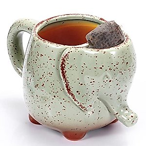 LIAVOEIZ Elephant Tea Mug with Tea Bag Holder,Elephant Tea Cup