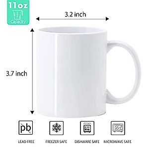 Signzworld Sublimation Mugs, Sublmation Mugs Blank 11oz for Vinyl, Sublimaton Coffee Mugs with Large Handle White Coated Ceramic Cup with White Gift Box(Set of 36)