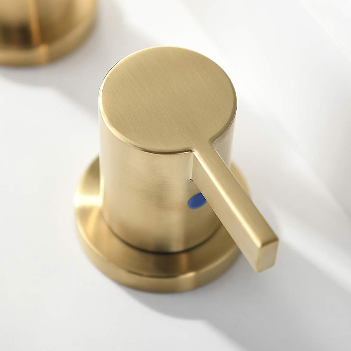 Phiestina 8 Inch 3 Hole 2 Handle Waterfall Widespread Brushed Gold Bathroom Sink Faucet with Metal Pop-Up Drain, WF040-1-BG