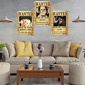 12 Pcs 16.6 In x 12 In Anime OP Wanted Bounty Posters , New Edition, Straw Hat Pirates Crew Zoro, Sanji, Luffy, 1 Pcs OP Flag