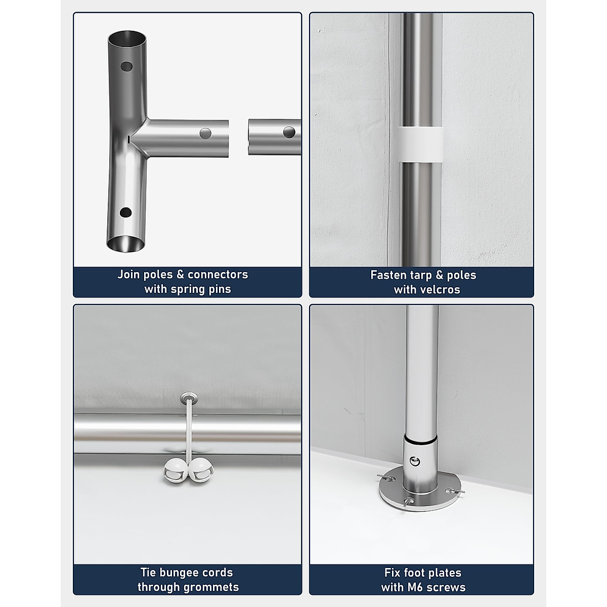 DEXSO Carport 10'x20' Heavy Duty Portable Garage, 1.0 mm Steel Poles & 180 g PE Waterproof Canopy, with Front & Rear Doors, 2 Side Doors, and 4 Windows, for Pickup Truck, and Boat, Khaki
