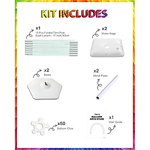 TEKXYZ Balloon Arch Stand Kit, 10FT Wide & 7.5FT High Adjustable Balloon Arch Frame, Ideal for Party Decorations, Not Include Balloons