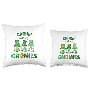 Irish Chillin With My Gnomes St Patricks Day Chillin with My Gnomies Throw Pillow, 16x16, Multicolor