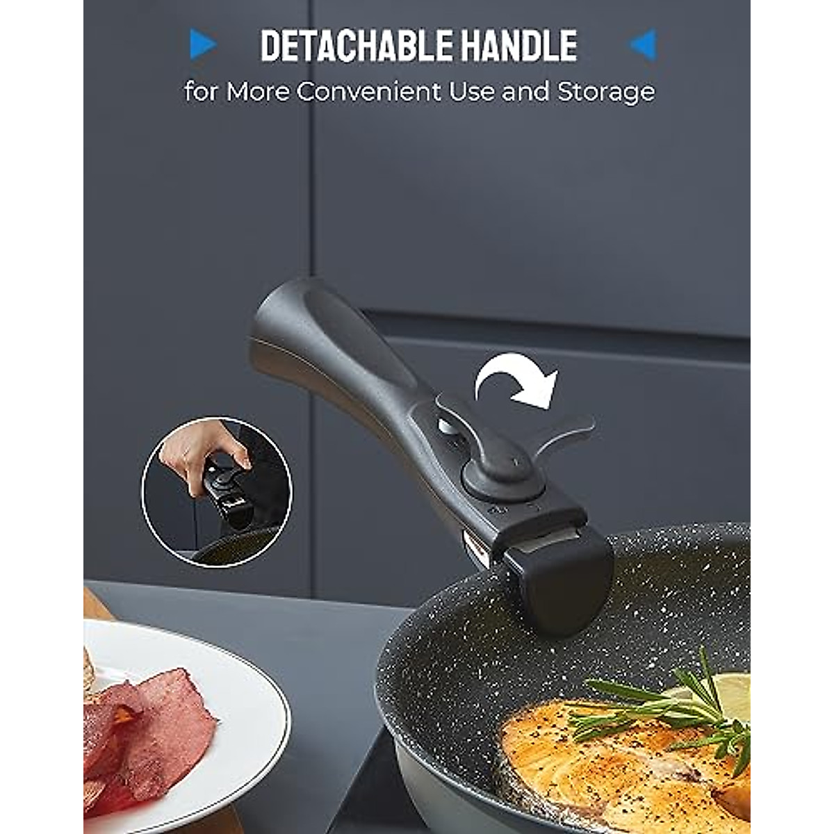 Induction Cookware Set 10 Pieces, Nonstick Pots and Pans Set with Detachable Handles, for All Hobs, Stackable Design, Dishwasher/Oven Safe
