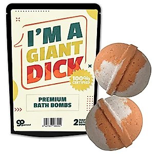 GearsOut I'm Giant Dick Funny Bath Bombs for Men - 2 Giant Orange Sorbet Fizzers Mens Bath Set Novelty Gift for Guy Friends Handmade Christmas Stocking Stuffers Valentines