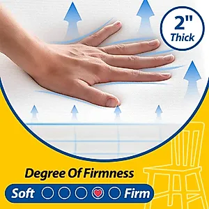 AAAAAcessories U-Shaped Chair Cushions for Dining Chairs with Ties and Removable Cover, 2" Thick Dining Kitchen Chair Pads, Indoor Dining Room Chair Cushions, 17" x 16", 4 Pack, Blue