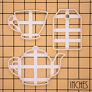 Set of 3 Tea Party cookie cutters (Designs: Teapot, Teacup and Tea Bag), 3 pieces, Ideal for DIY high tea party - Bakerlogy