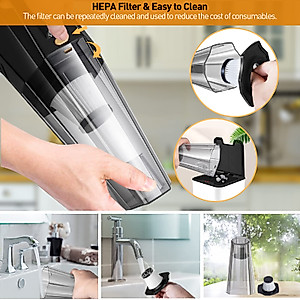 Handheld car Vacuum Cleaner Cordless, Car Portable Hand Vacuum Rechargeable, Wet and Dry Cleaning Use Portable Hand Vacuum with 12V 120W High Power and LED Light for Car, Home, Office