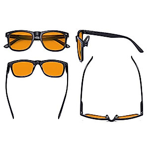 Eyekepper Large Frame Blue Blocking Glasses - Anti Digital Glare Readers with Orange Tinted Reduce Filter Lens UV Protection Computer Reading Glasses Women - Black +3.00
