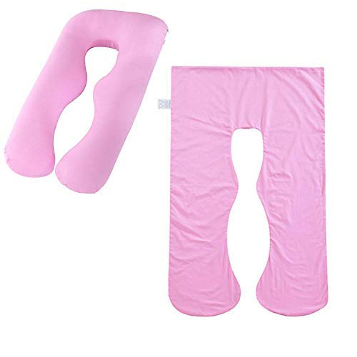 Maternity Pillowcase U-Shape, Pregnancy Body Pillowcase U Shaped, Maternity Pillow Replacement Cover with Zipper, Pregnant Woman Pillowcase U-Shaped, Fits Standard U Shaped Pillow, Pink Color