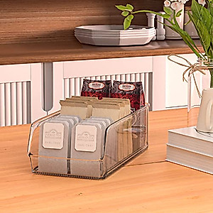 SANNO Pantry Organizer Storage Organizer Bins, Divided Compartment Holder for Snacks, Packets,for Freezer, Fridge, Refrigerator Organizer Bins, Cabinet Organizers