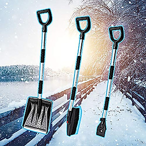3-in-3 Snow Shovel Kit Snow Shovel with Ice Scraper and Snow Brush, Collapsible Snow Sand Mud Removal Tool for Garden, Camping, Car and Other Outdoor Activities