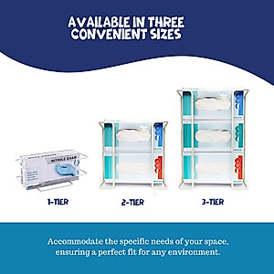 PERFORMORE Large Disposable Glove and Facial Tissue Wire Rack- Box Holder, Holds Up To 3 Boxes, Dispenser, Wall Mount Design With Mounting Accessories Included