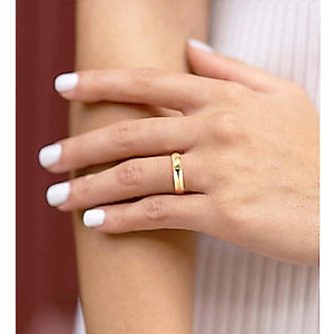 TIGRADE 2mm 4mm 6mm Gold Titanium Ring Plain Dome High Polished Wedding Band Comfort Fit Size 3-13.5, 4mm, Size 8