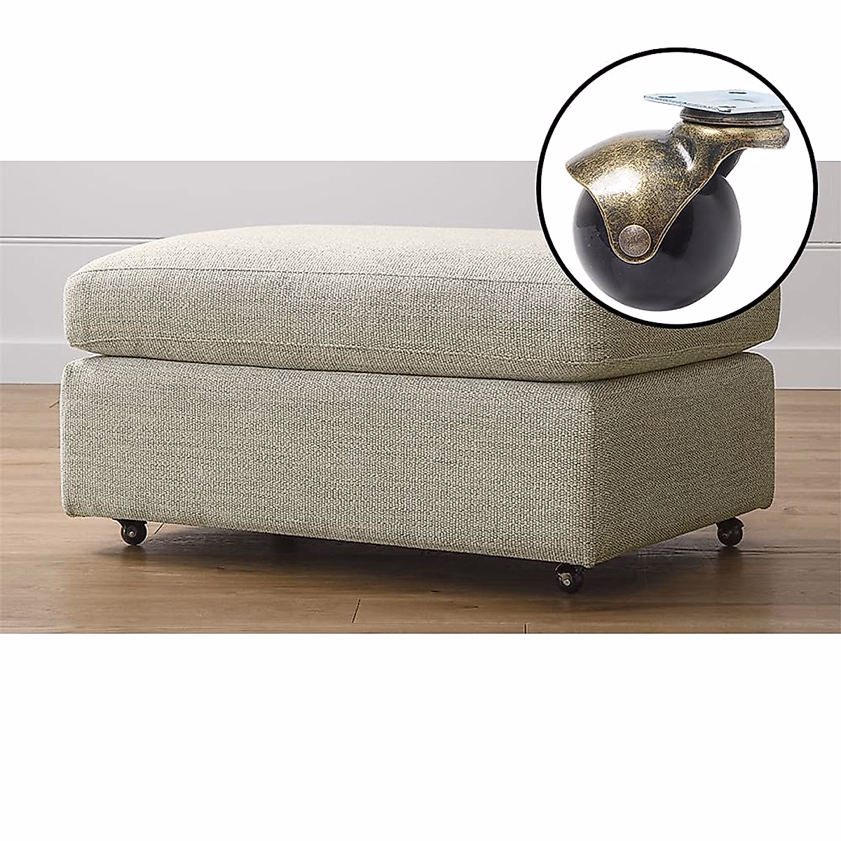 1.5 Inch Ball Caster Wheels, Small Wheels for Furniture, Furniture Casters Set of 4, Antique Brass Top Plate Castors for Furniture, Coffee Table, Ottoman (Screws Included)