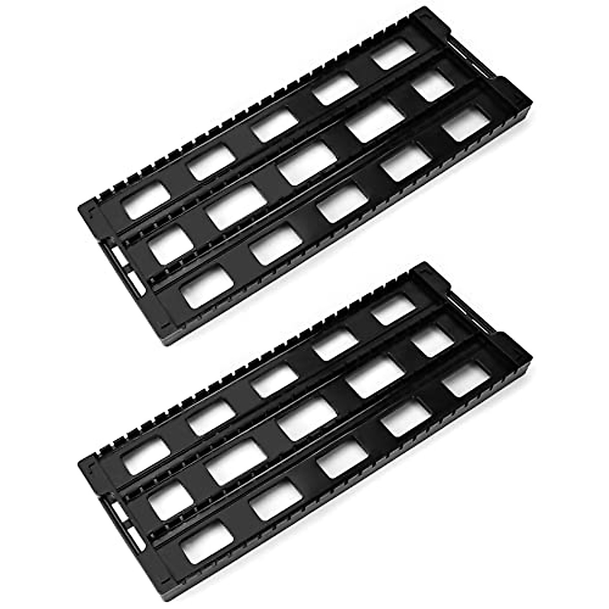 Qwork Antistatic ESD Circulation Rack Shelf, PCB Tray ESD Shelf Circulation Rack, 25 Slot Storage Stand Circuit Board Holder, Plastic, Black, 2 Pack