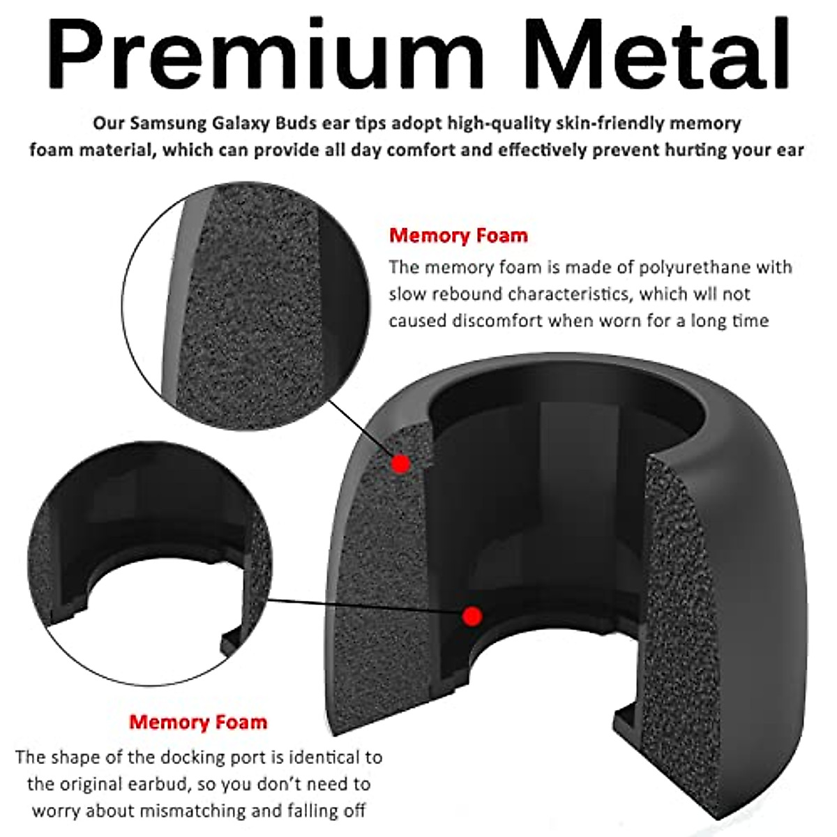 [3 Pairs] Miimall Compatible for Samsung Galaxy Buds Pro Ear Tips Foam, Ultimate Fit in Case, Anti-Slip Reduce Noise Ear Plugs, Replacement Memory Foam Ear Tips for Galaxy Buds Pro(Black, S/M/L)