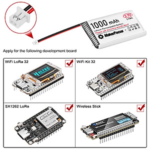 MakerFocus 4pcs 3.7V Lithium Rechargeable Battery JST1.25 Connector 2pin, 952540 3.7V 1000mAh Battery with Protection Board and Insulated Rubber Tape Compatible with ESP32 Development Board