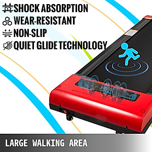Happybuy Under Desk Treadmills, Digital Display Treadmill Machine with Remote Control,1-6.0km/h Speed Portable Walking Machine, for Home Indoor Exercise, Black&Red