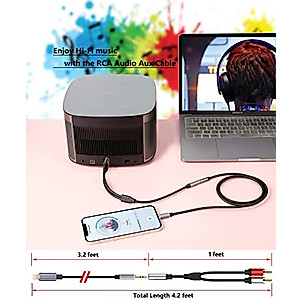 2-in-1 audio cable--iOS port to 3.5mm plug Cable and Female 3.5mm aux-in to RCA Stereo Extension Adapter Cord Compatible with iPhone/iPod/iPad to Headphone, Car, Speaker, Amplifier, Home theater etc.