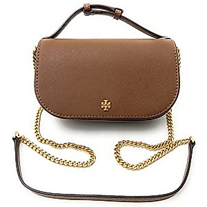 Tory Burch Emerson Top Handle Women's Saffiano Leather Crossbody Bag (Moose)