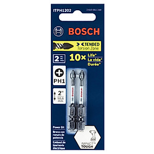 BOSCH ITPH12B 10-Pack 2 In. Phillips #1 Impact Tough Screwdriving Power Bits
