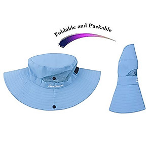 Toddler Child Kids Girls Summer Sun Hat UV Protection Wide Brim Beach Hat Floppy Bucket Hats for Fishing Gardening Pure Sky Blue