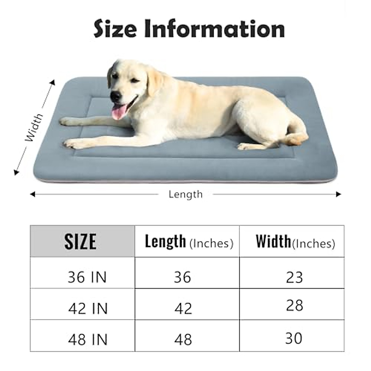JoicyCo Large Dog Bed Crate Pad Mat 42in Washable Non-Slip Bottom Pet Bed Cat Beds Mattress Kennel Pad