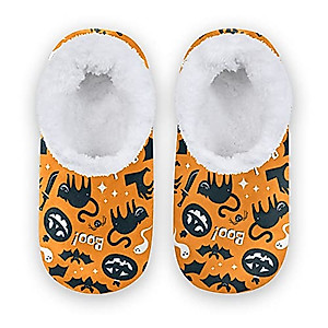 Halloween Pumpkin Pattern Boys Girls House Slippers Skull Spider Web Ghost Kids toddler Home Shoes Winter Indoor shoes XS