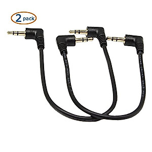 SinLoon 3.5mm Stereo Audio Cable, (2-Pack) Gold Plated 90 Degree Right & Left Angled 3.5mm Male to Male Stereo Audio Cable for Smartphones, Tablets, Media Players(3-P,9inch)