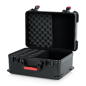 Gator Cases Molded Flight Case to Hold Up to (15) Wired Microphones with TSA Approved Locking Latch and Cable Storage; (GTSA-MIC15)