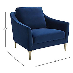 Amazon Brand – Rivet Alonzo Contemporary Velvet Living Room Accent Chair, 39"W, Blue