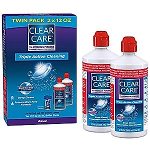 Clear Care Cleaning Solution with Lens Case, Twin Pack, 12-Ounces Each
